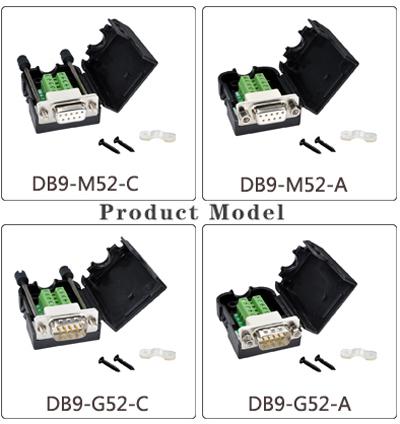 DB9 D Sub 9 Pin RS232 Serial Port Connectors to Terminal Blocks Adapter with housing