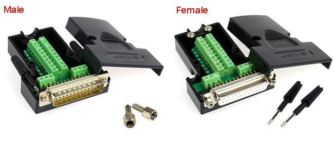 DB25 D Sub 25 Pin Connectors to Terminal Blocks Adapter with housing