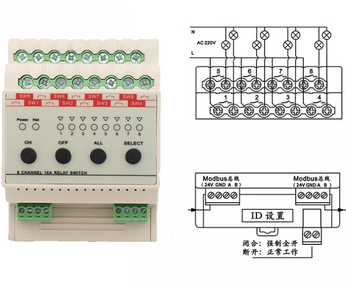 Smart Home Lighting Control Unit Relay Switch Module 8 Way 16A In Line ...