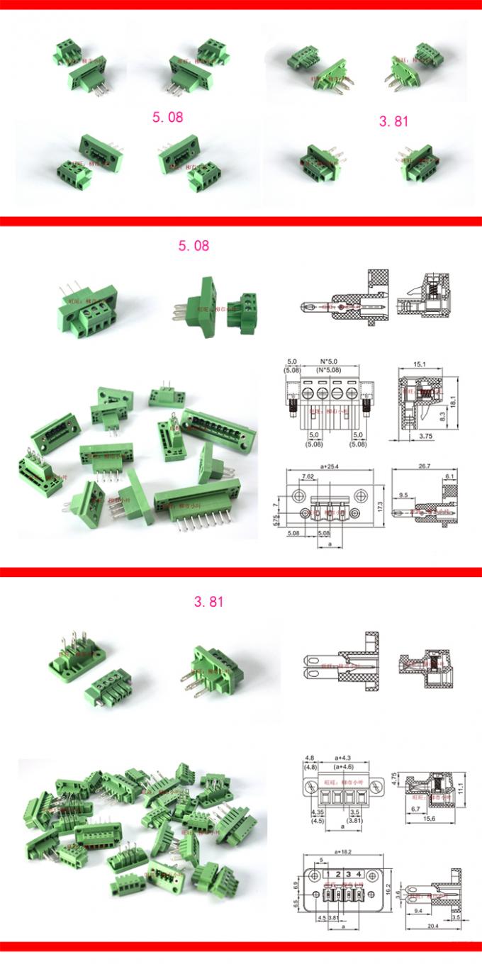 5.08 mm pitch Panel Mount Flange Fixed Feed Through Screw Terminal Blocks