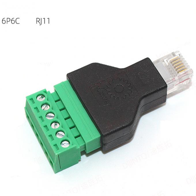 RJ12 6P6C Connectors Modular Plugs to 6 Pin Screw Terminal Blocks Adapter