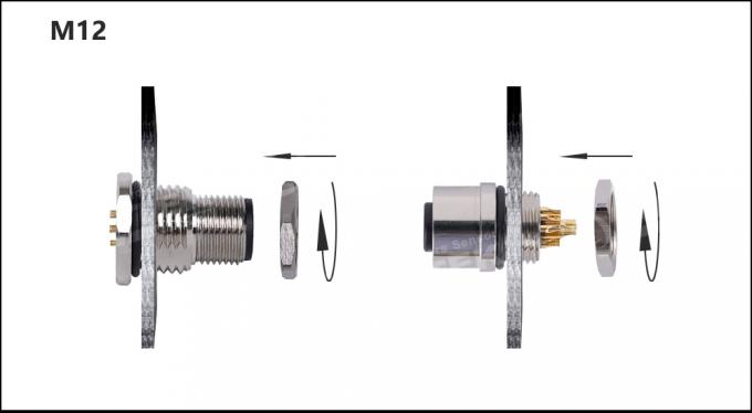 M12 Plugs and Sockets Panel Mounted Wire Terminals Connector 20cm 4P 5P 8P