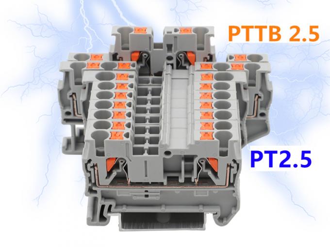 Din Rail Mounted Terminal Blocks Modular Set Screwless Spring Crimping ...