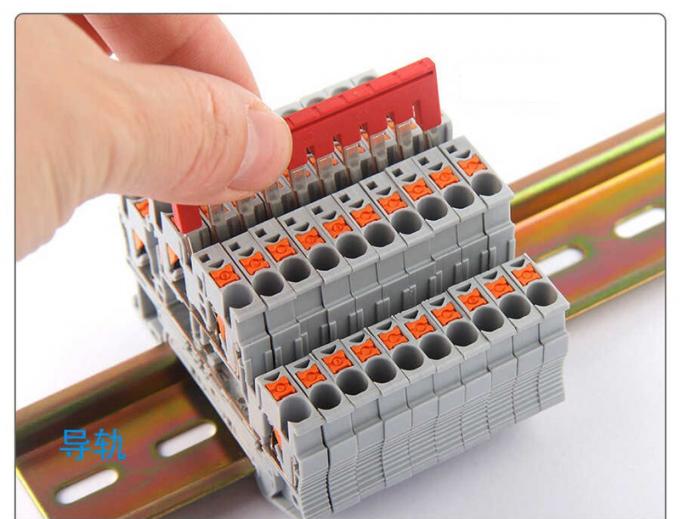 Din Rail Mounted Terminal Blocks Modular Set Screwless Spring Crimping ...