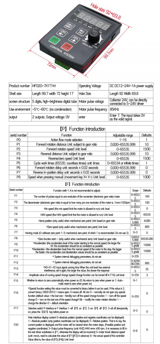 Motor Controller Kit HF020 Five Digit display Nema 17 Stepper Motor For ...