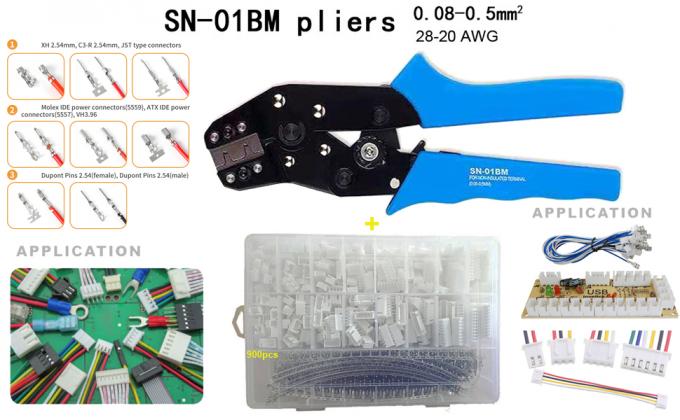 900pcs JST-XH 2.54mm Connectors Assortment Kit Crimping Tool Crimper ...