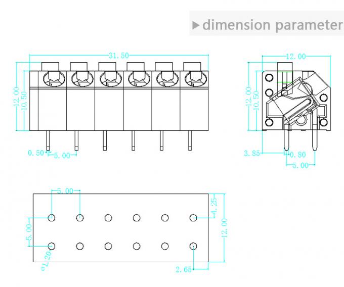 5.0mm Pitch Screwless Spring Clamp PCB Connectors Terminal Blocks Quick ...