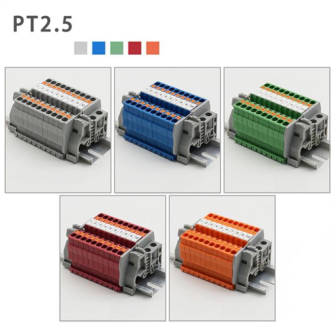 Din Rail Mounted Terminal Blocks Modular Set Screwless Spring Crimping ...