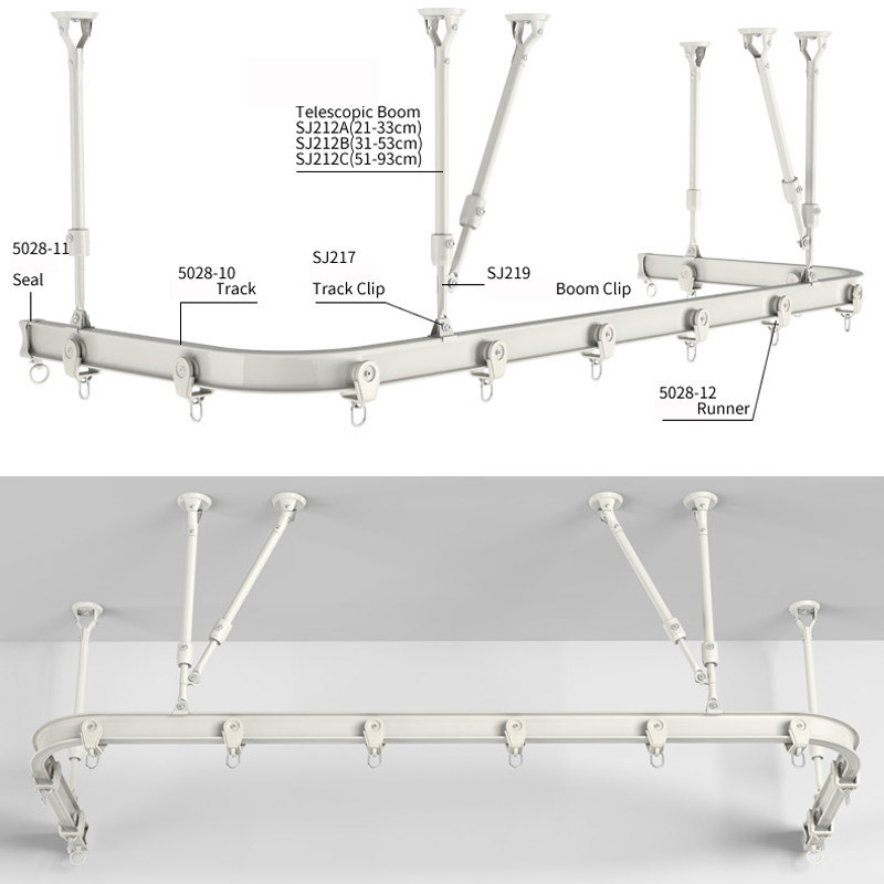 Heavy Duty Curved Aluminum Pole Bay Window Rod Bendable Curtain Track ...