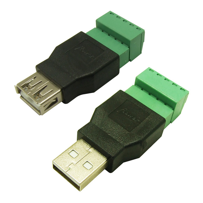 USB Male or Female Jack to 5 Pin Screw Terminal Blocks Connector Adapter