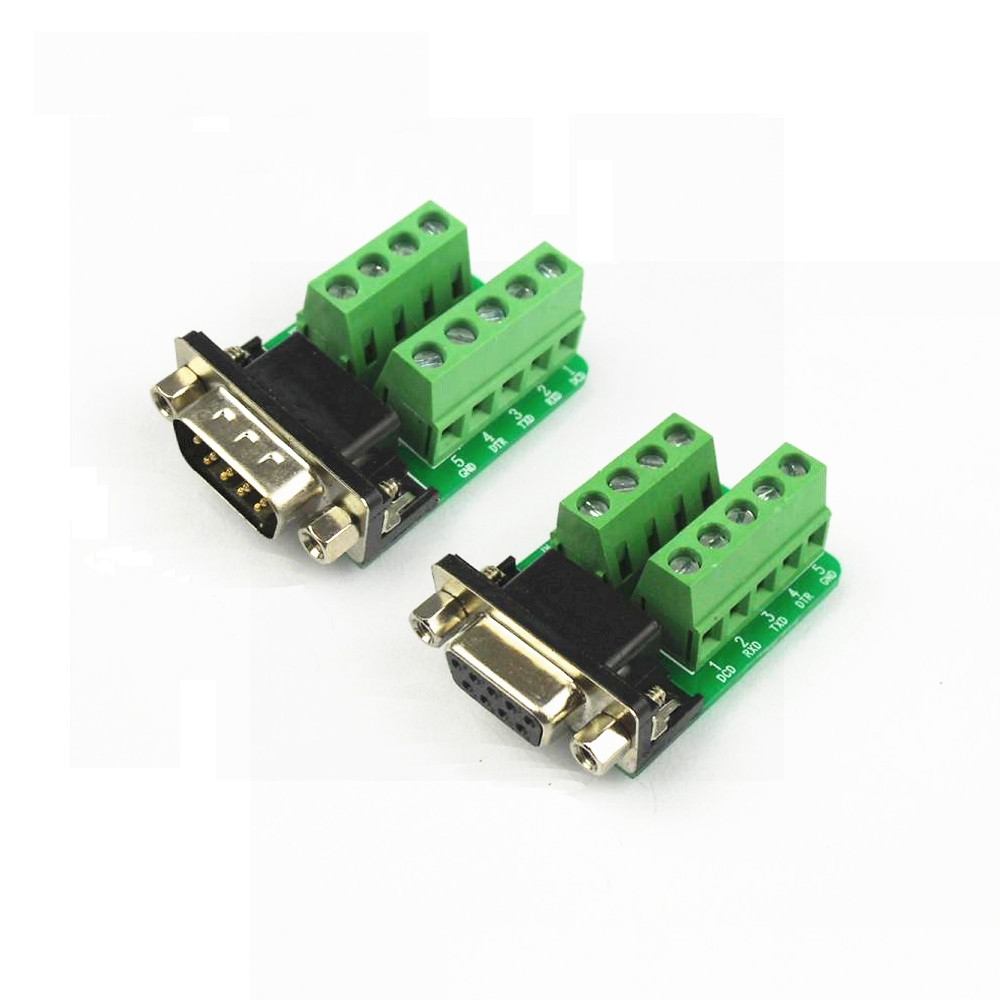 DB9 D Sub 9 Pin Female Male RS232 Serial Adapter to Screw Terminal ...